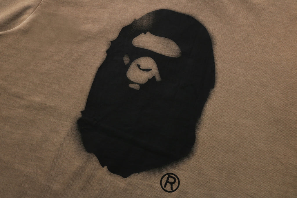 A BATHING APE® Spray Ape Head Garment Dyed Relaxed Fit Tee | Bape ...