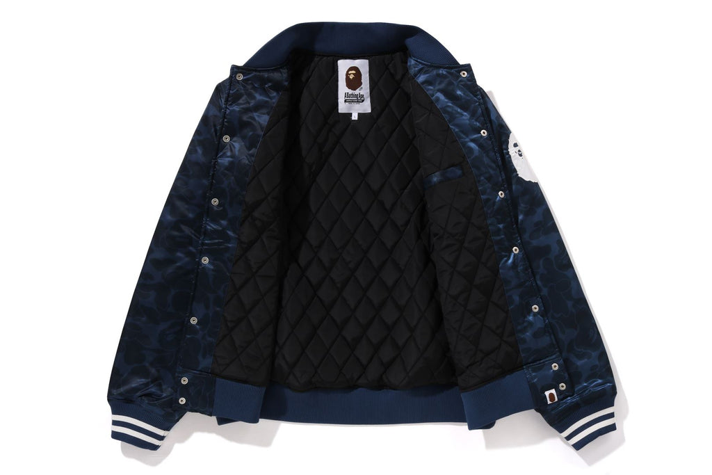 A BATHING APE® Solid Camo NYC Logo Nylon Varsity Jacket | Bape official ...