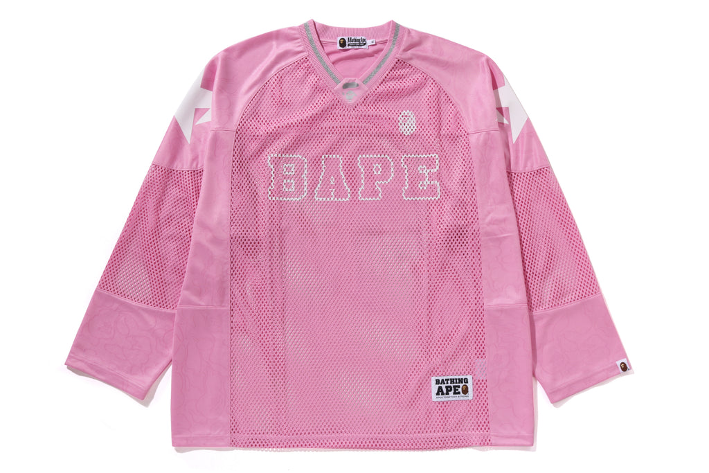 A BATHING APE® Line Camo Multilogo Relaxed Fit Football Jersey | Bape ...