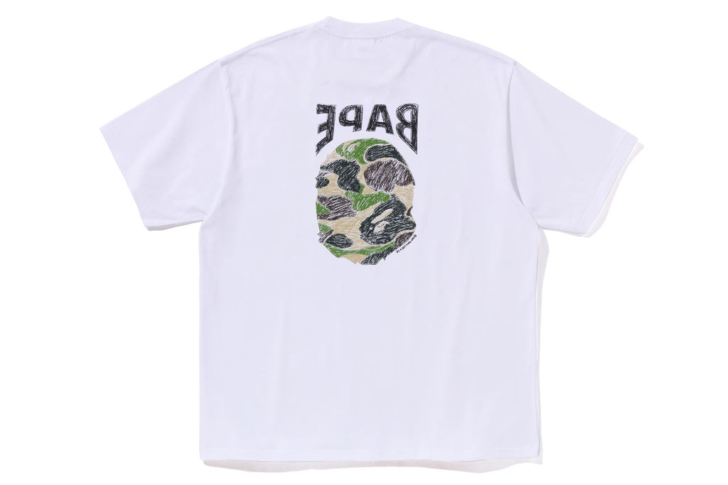 A BATHING APE® Abc Camo Hand Draw Ape Head Relaxed Fit Tee | Bape ...