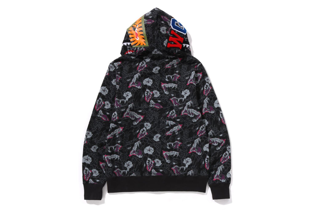 A BATHING APE® Japanese Tattoo Camo Shark Fz Hoodie | Bape official ...