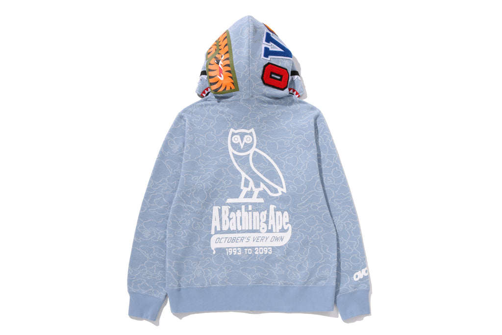 A BATHING APE® BAPE X OVO Neon 1st Camo Jacquard Shark Full Zip Hoodie ...