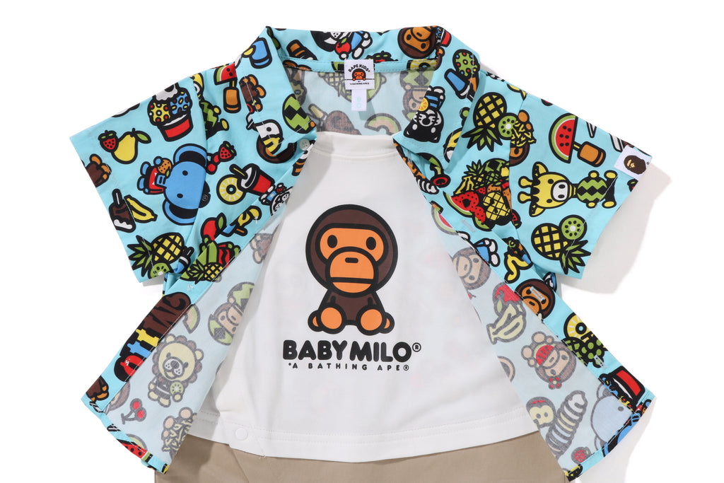 A BATHING APE® Babies Baby Milo Mixed Fruit Shirt Layered Rompers ...