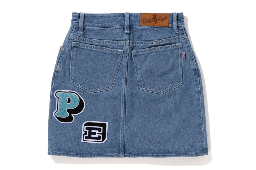A BATHING APE® Multi Fonts Denim Mini Skirt | Bape official website ...